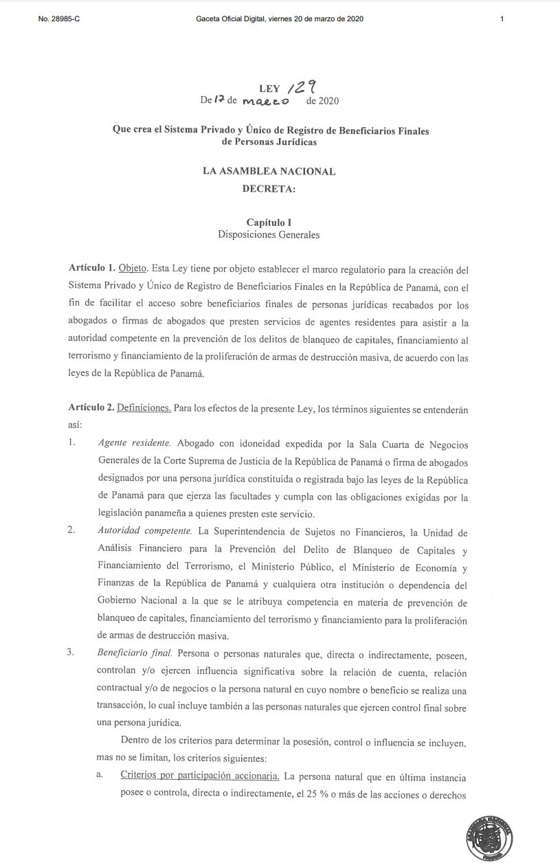 LEY 129 DE 17 DE MARZO DE 2020 QUE CREA EL SISTEMA PRIVADO Y UNICO DE ... LEY 129 DE 17 DE MARZO DE 2020 QUE CREA EL SISTEMA PRIVADO Y UNICO DE ...